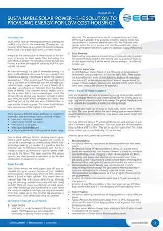 Sustainable Solar Power-The Solution to Providing Energy for Low Cost ...