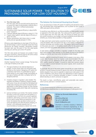 Sustainable Solar Power-The Solution to Providing Energy for Low Cost ...