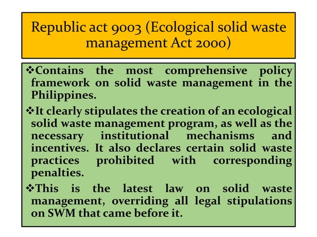 SUSTAINABLE SOLID WASTE MANAGEMENT IN THE PHILIPPINES | PPTX