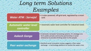 Sustainable solutions to water woes in india | PPTX