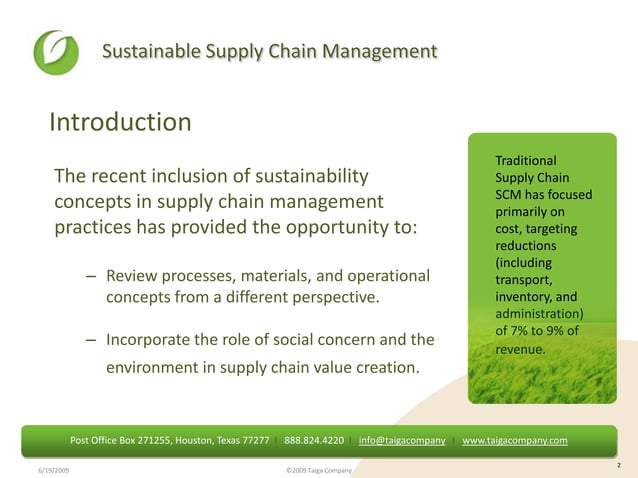 Sustainable Supply Chain Managment Presentation | PDF