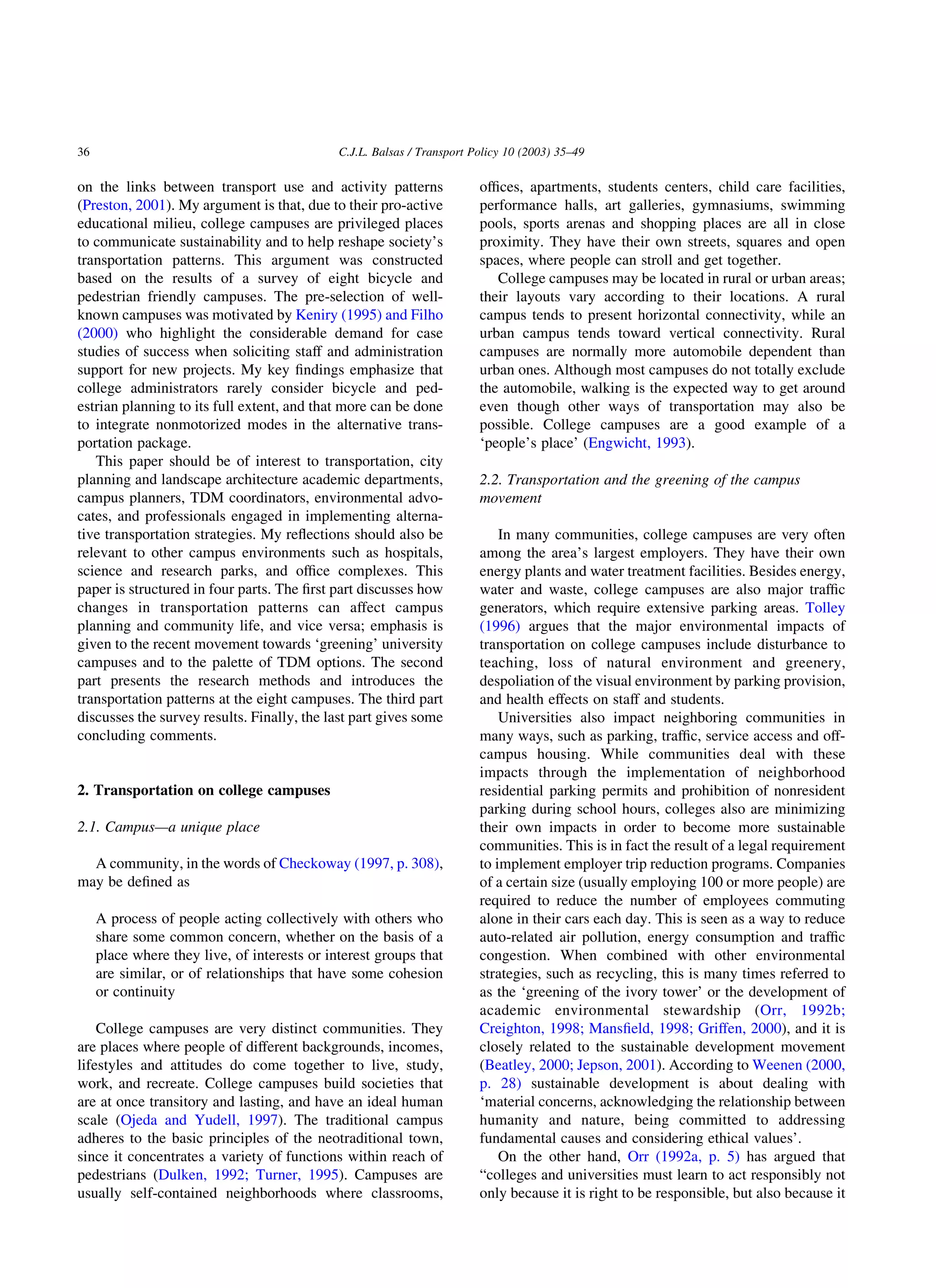 Sustainable transportation planning on college campuses | PDF