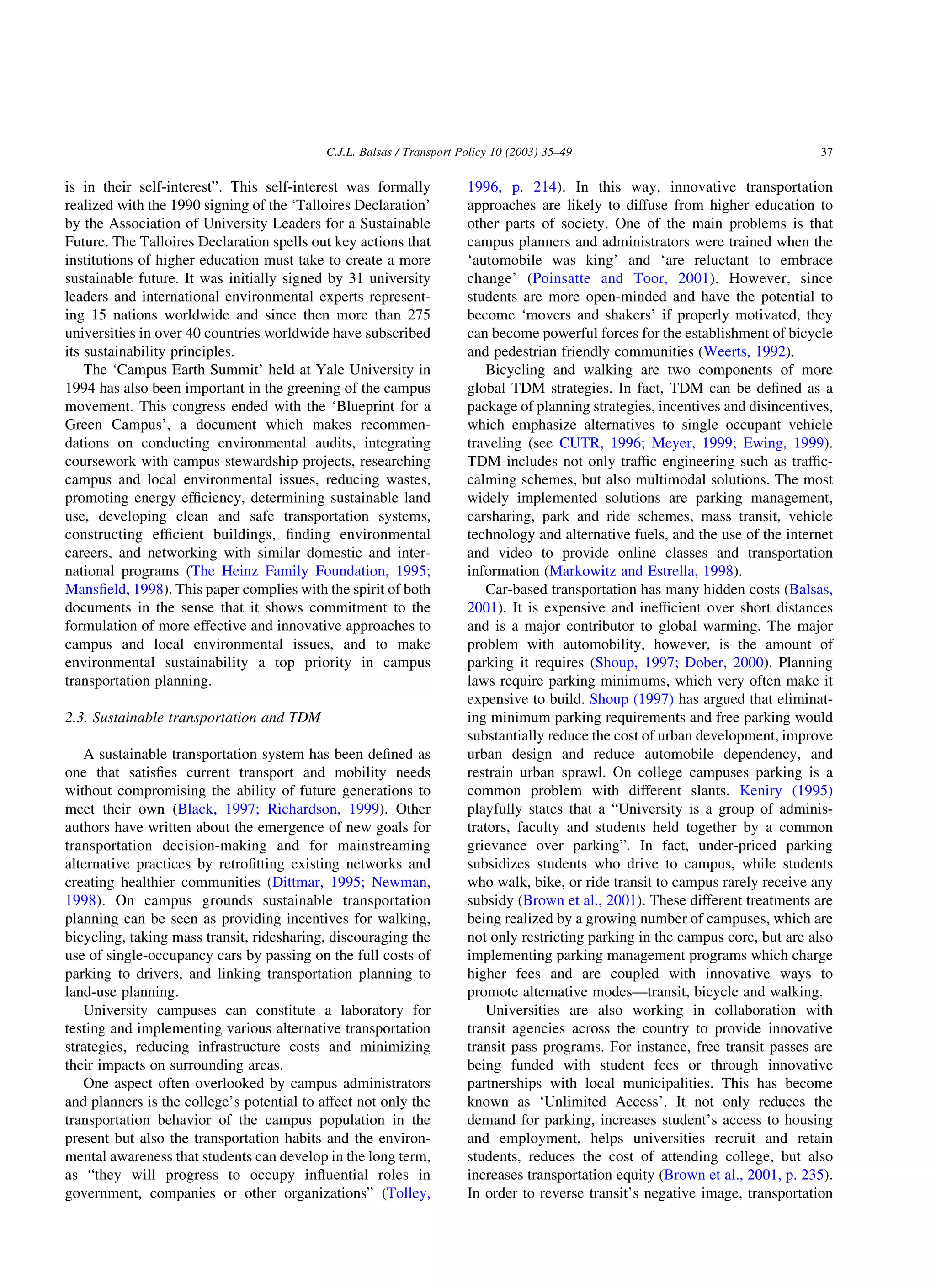 Sustainable transportation planning on college campuses | PDF