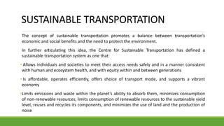 Sustainable transport planning | PPTX