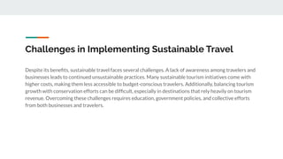 Sustainable Travel: A Responsible Approach to Tourism | PDF