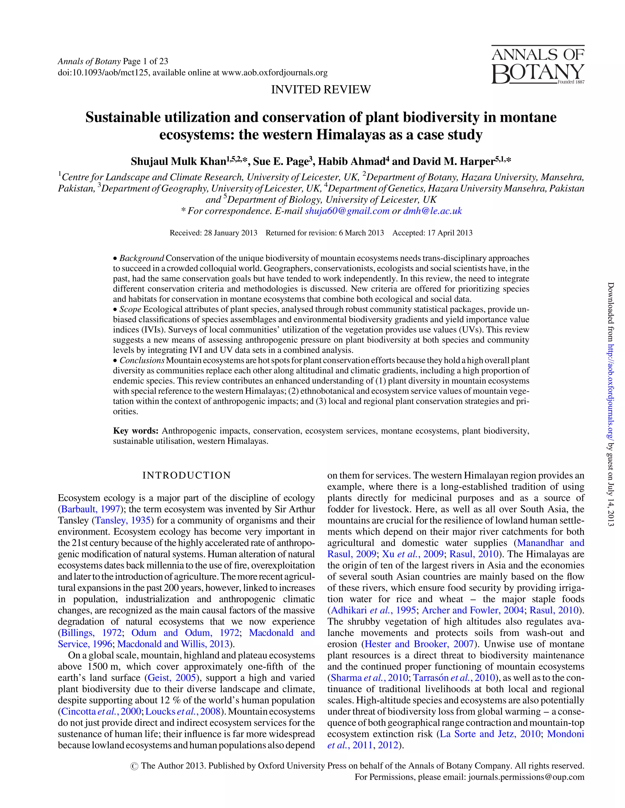Sustainable utilization and conservation of plant biodiversity in ...