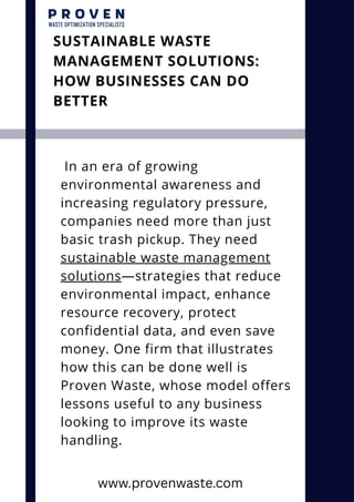 Sustainable Waste Management Solutions How Businesses Can Do Better | PDF