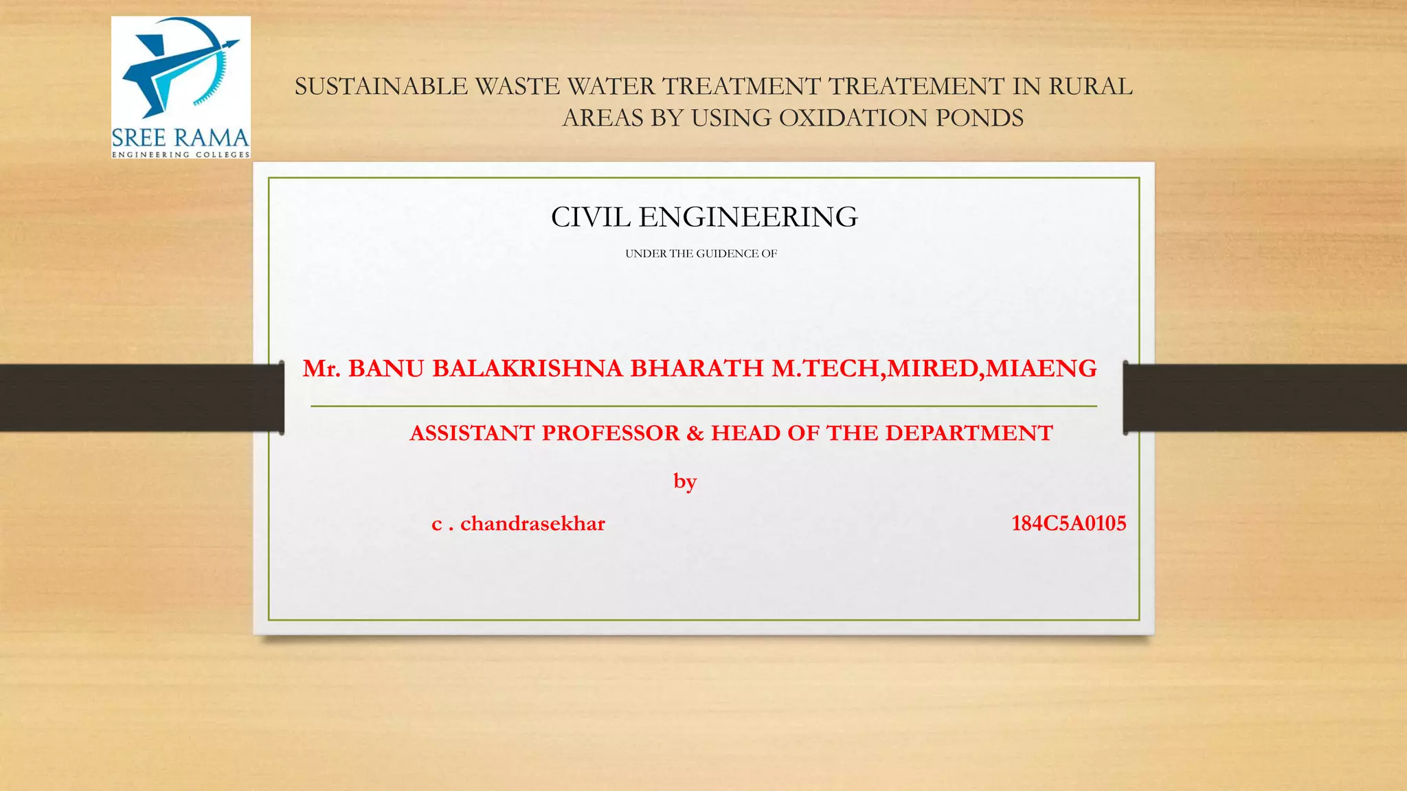 Sustainable waste water treatment treatement in rural areas | PPTX