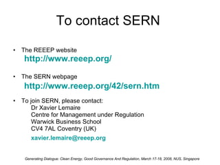 Sustainble Energy Regulation Network: a REEEP initiative | PPT