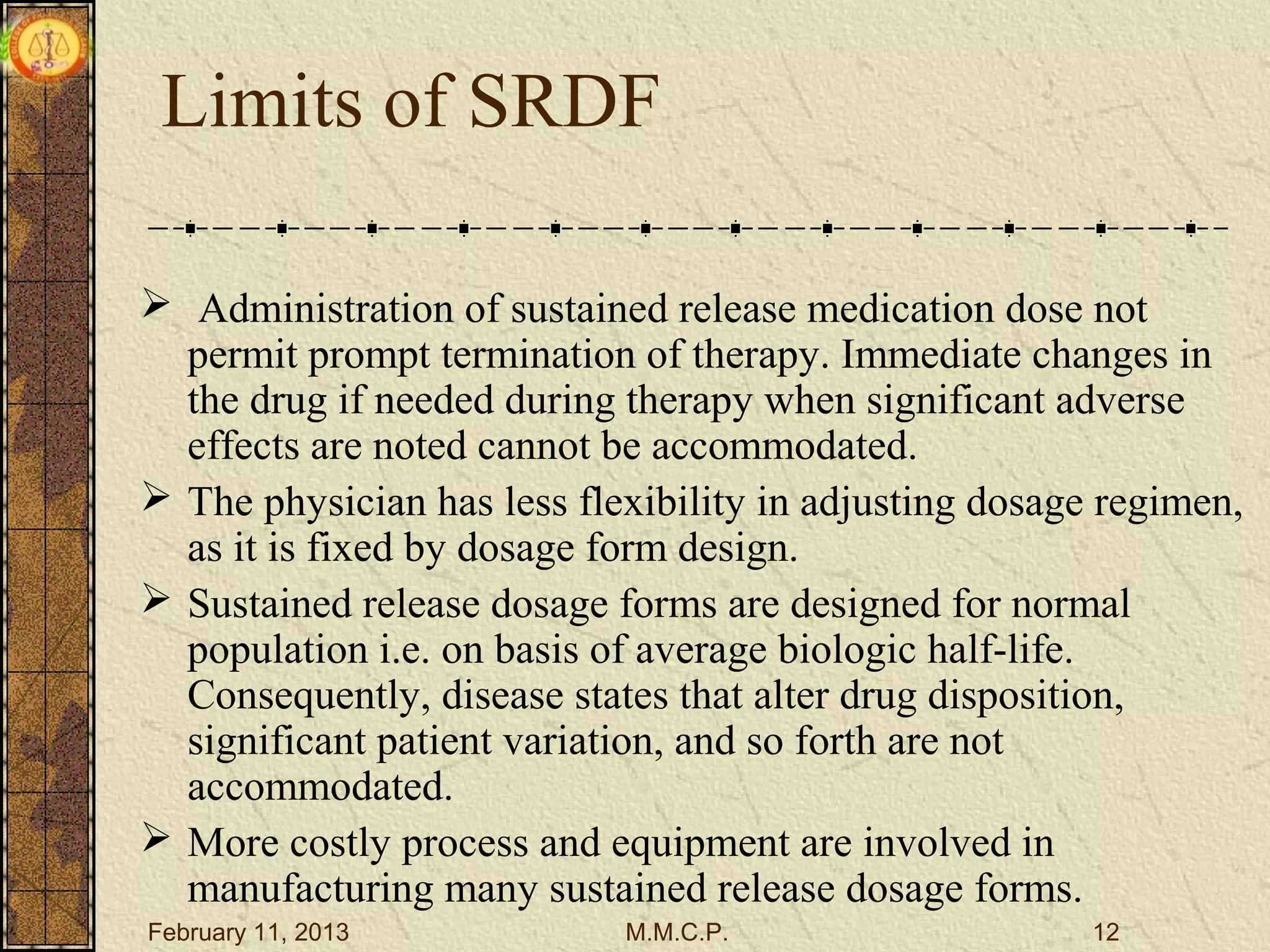 Sustained Release Dosage Form Ppt