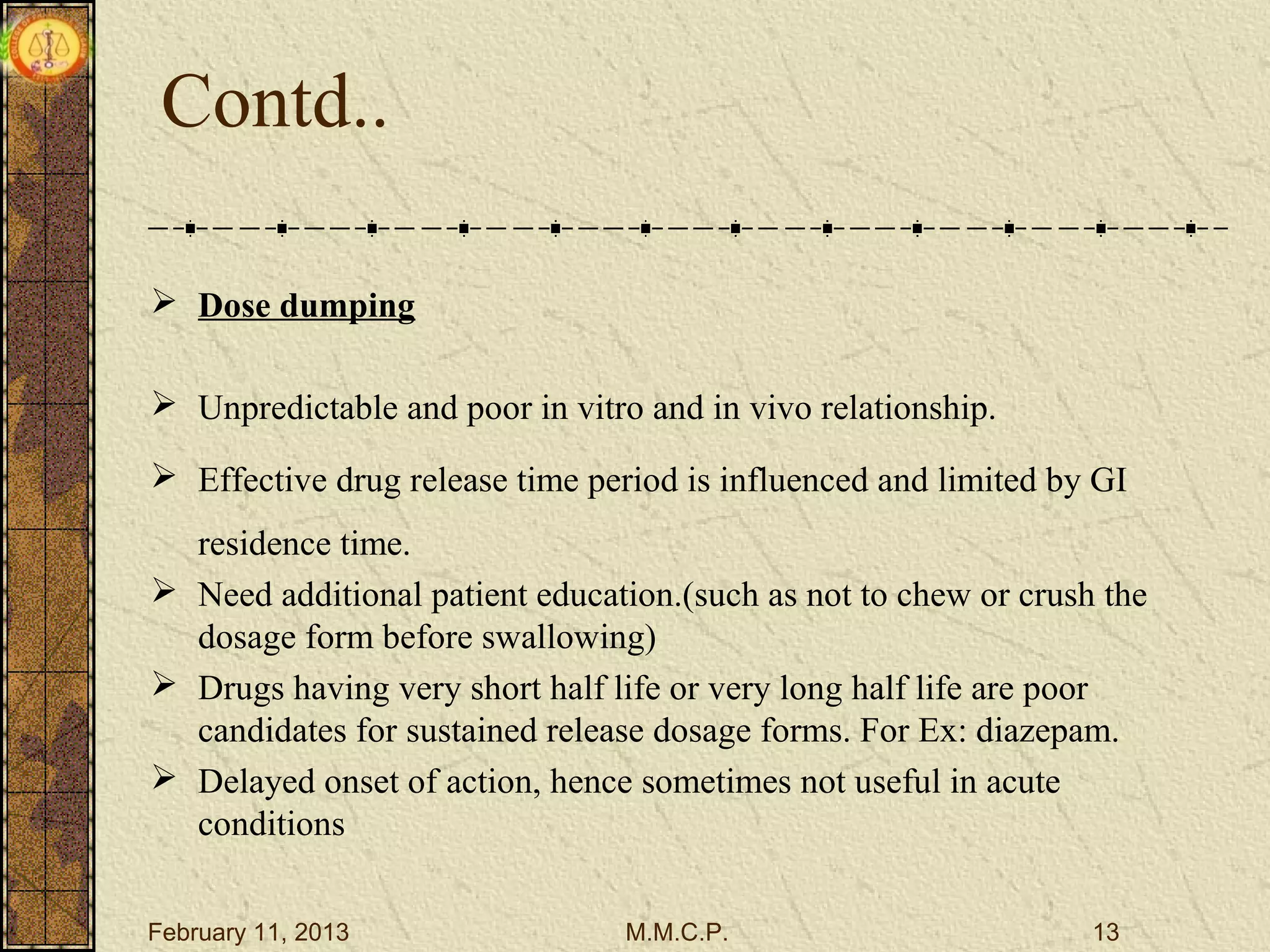 Sustained Release Dosage Form Ppt