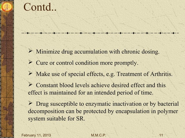 Sustained release dosage form | PPT | Chemistry | Science
