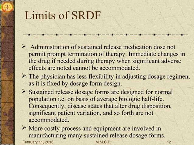 Sustained release dosage form | PPT | Chemistry | Science