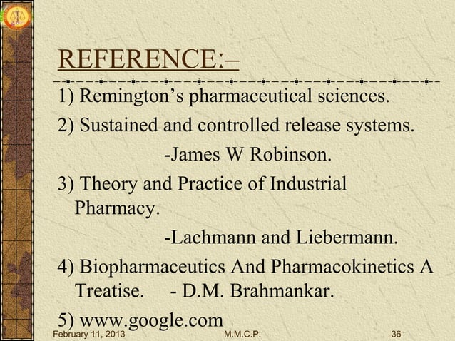 Sustained release dosage form | PPT | Chemistry | Science