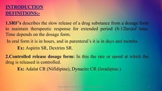 SUSTAINED RELEASE DOSAGE FORMULATION | PDF