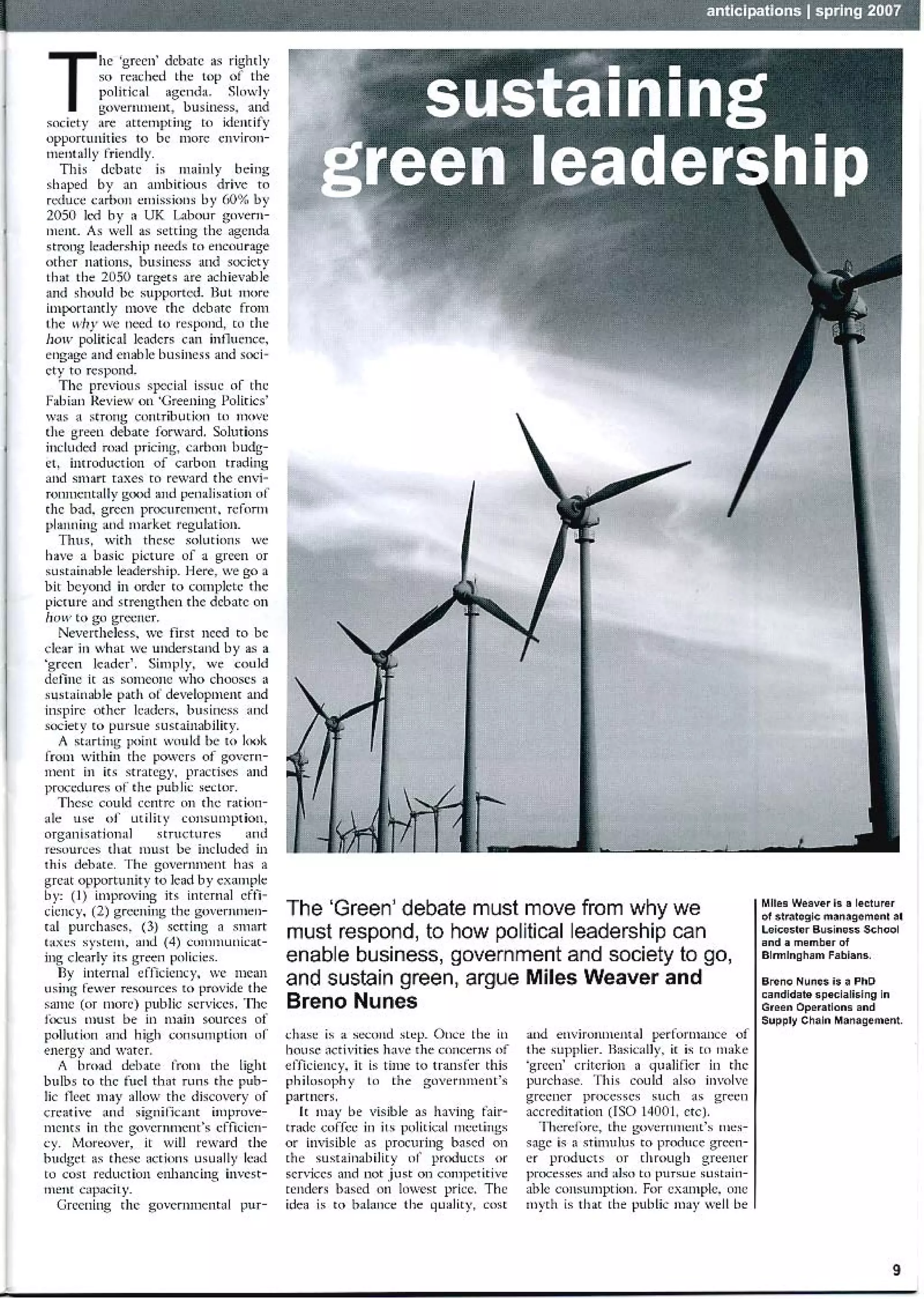 Sustaining Green Leadership | PDF