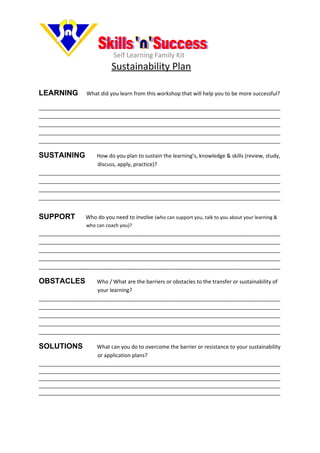 Self Learning Kit - Sustanability Plan | DOC