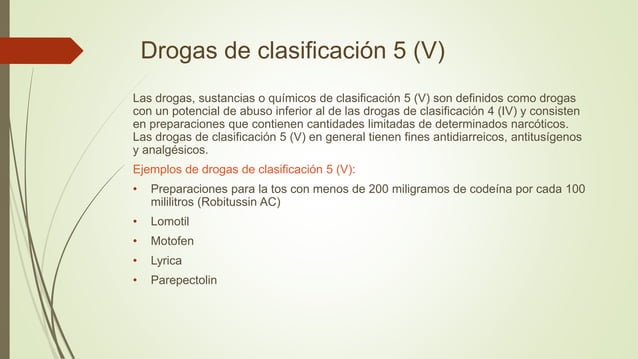 Sustancias controladas (Drogas y sus clasificaciones) | PPTX