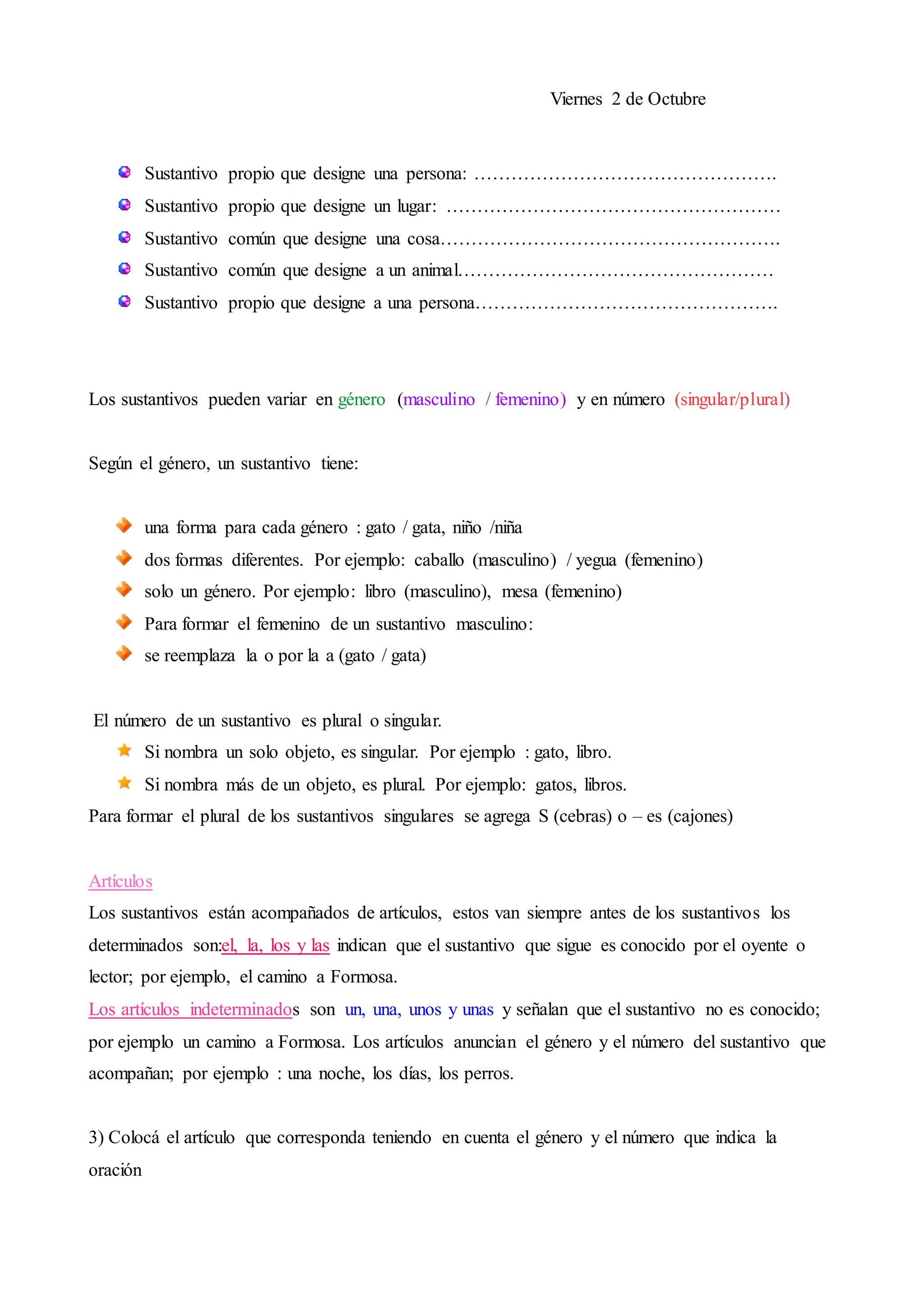 Hoja De Trabajo De Sustantivos Persona Lugar Cosa Sustantivos Propios