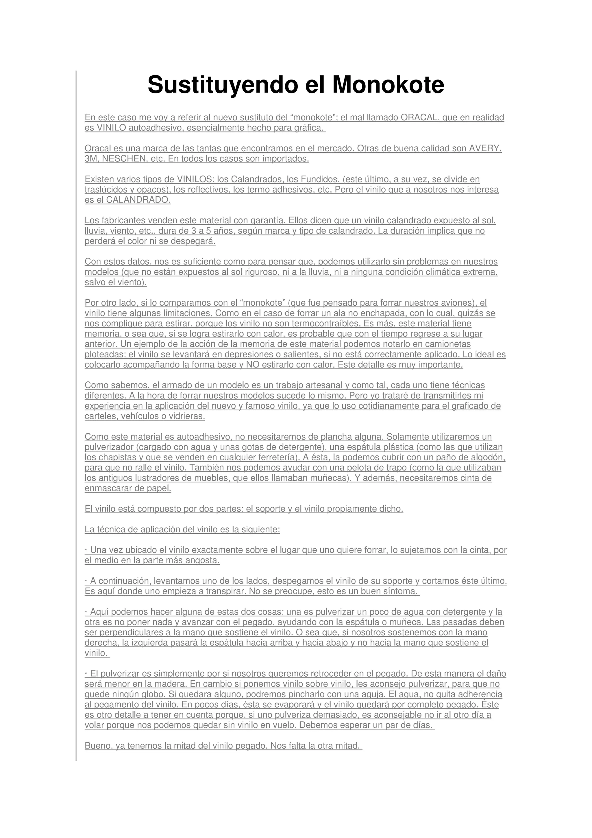 Sustituyendo El Monokote | PDF