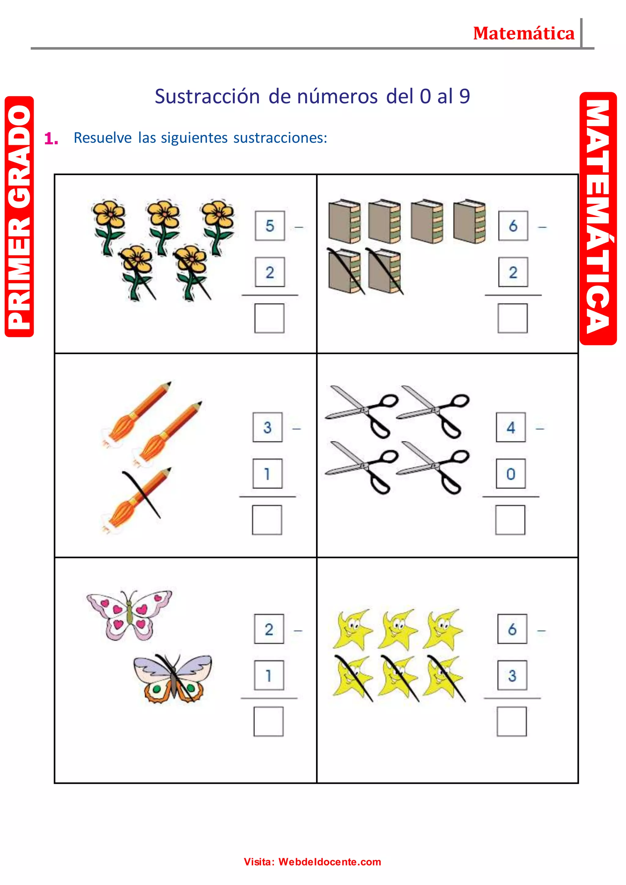 Hojas De Trabajo De Resta De Primer Grado Para Imprimir