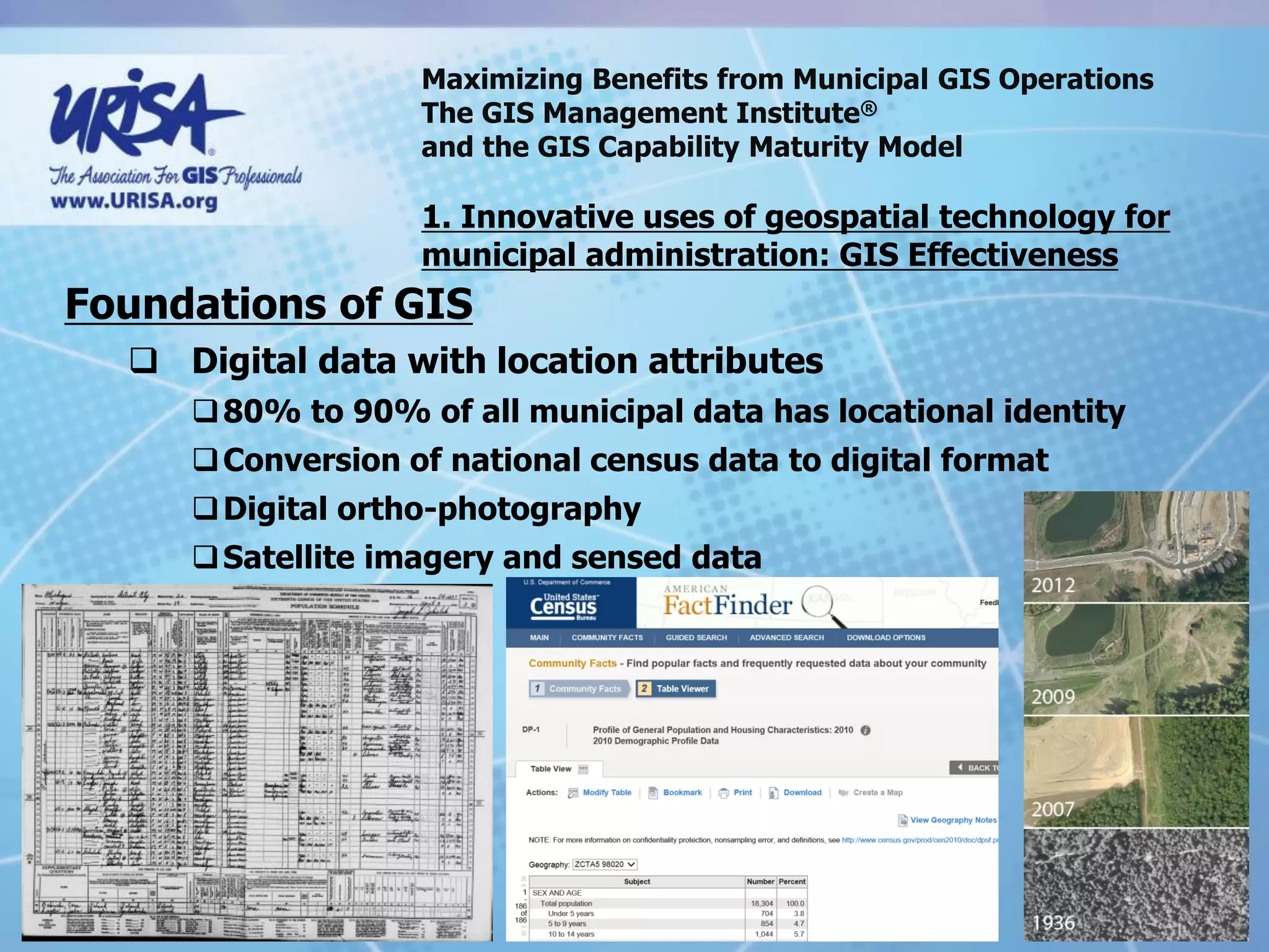 Maximizing Benefits from Municipal GIS Operations The GIS Management ...