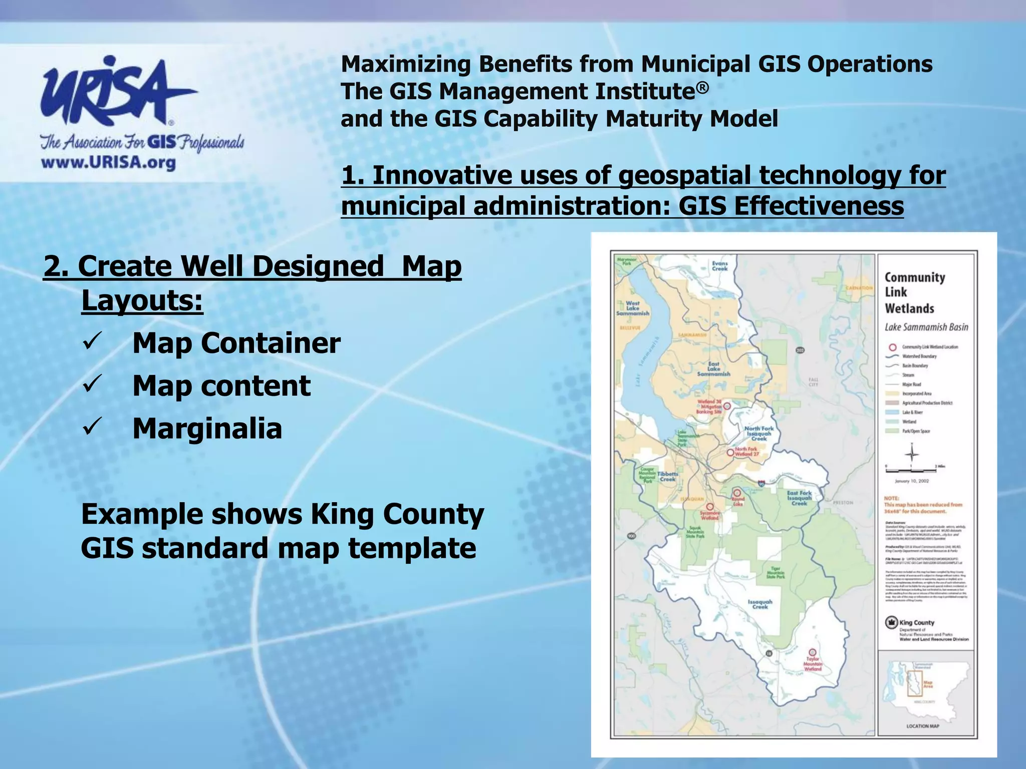 Maximizing Benefits from Municipal GIS Operations The GIS Management ...