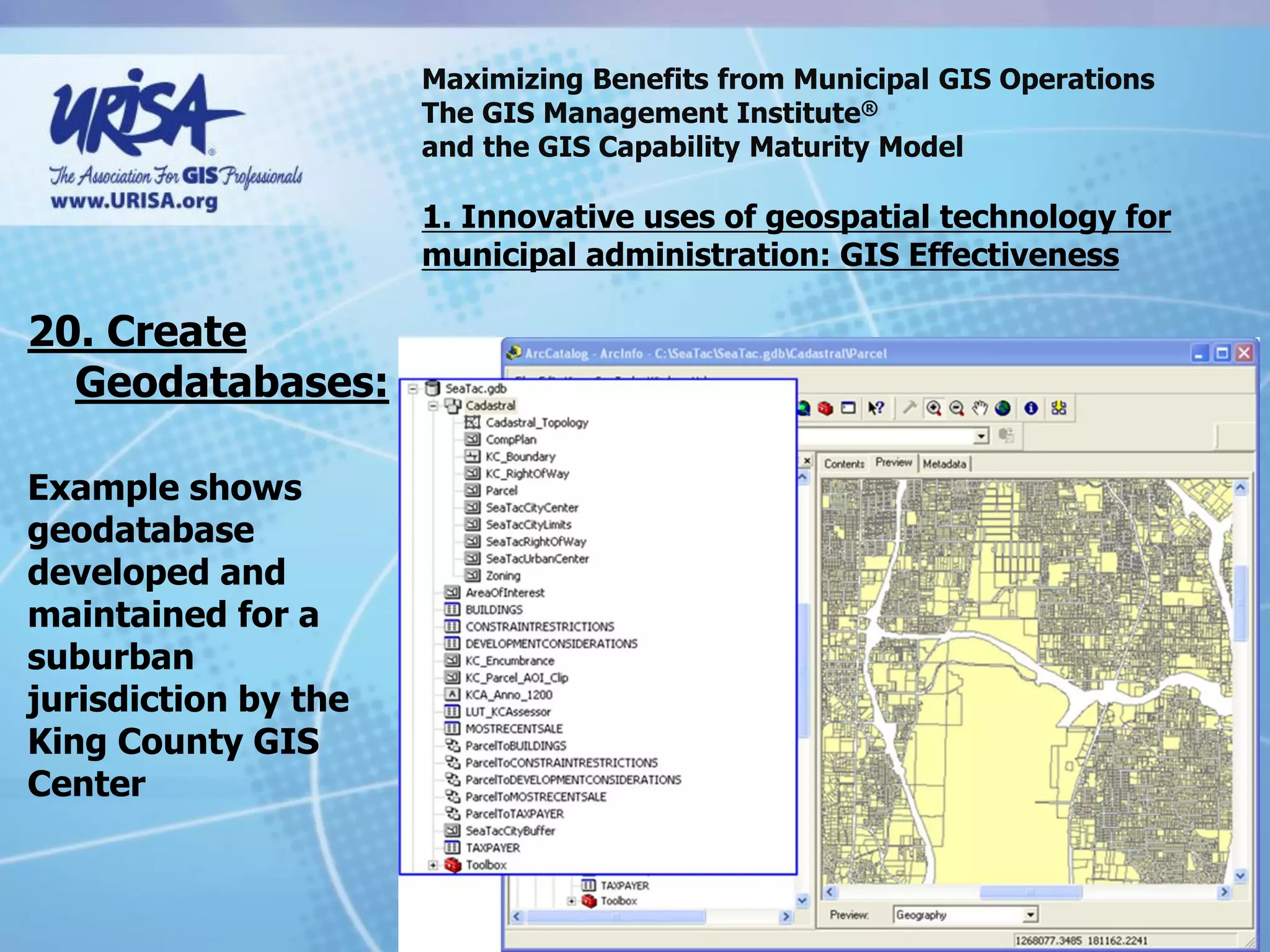 Maximizing Benefits from Municipal GIS Operations The GIS Management ...