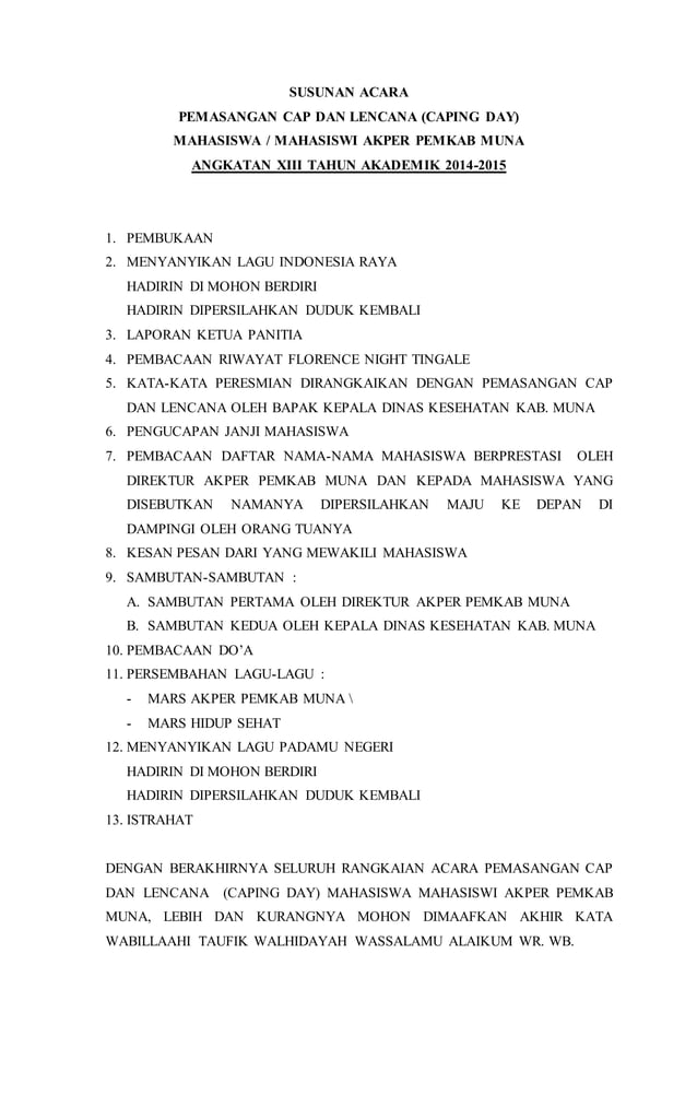 Susunan acara | DOCX