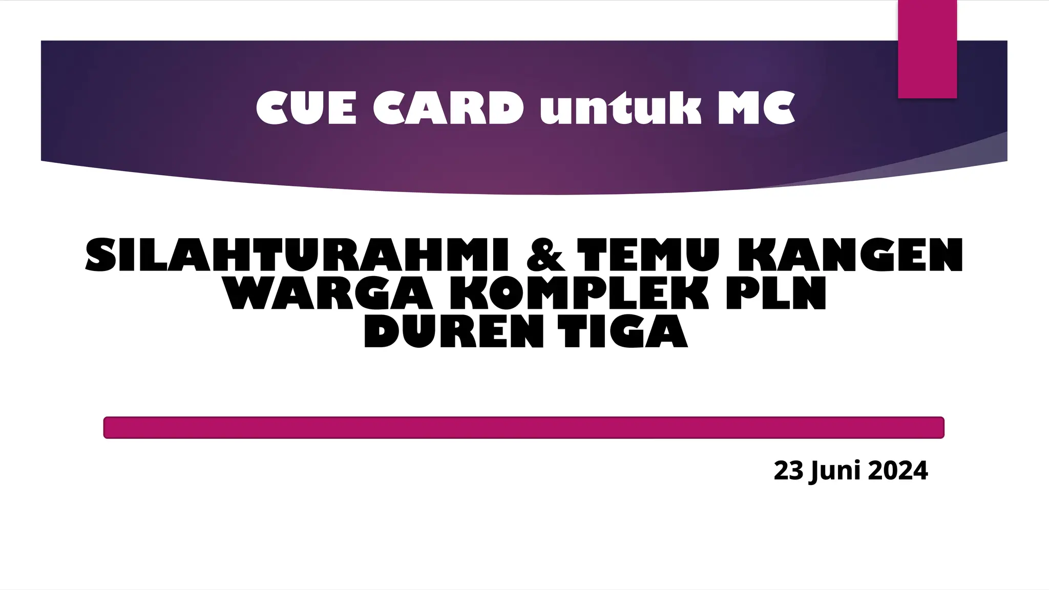 Susunan Acara dan Cue Card MC, Clue atau catatan | PPTX