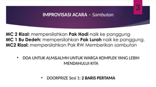 Susunan Acara dan Cue Card MC, Clue atau catatan | PPTX