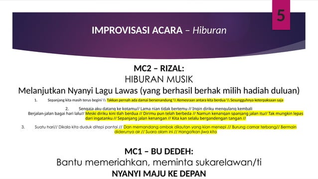 Susunan Acara dan Cue Card MC, Clue atau catatan | PPTX