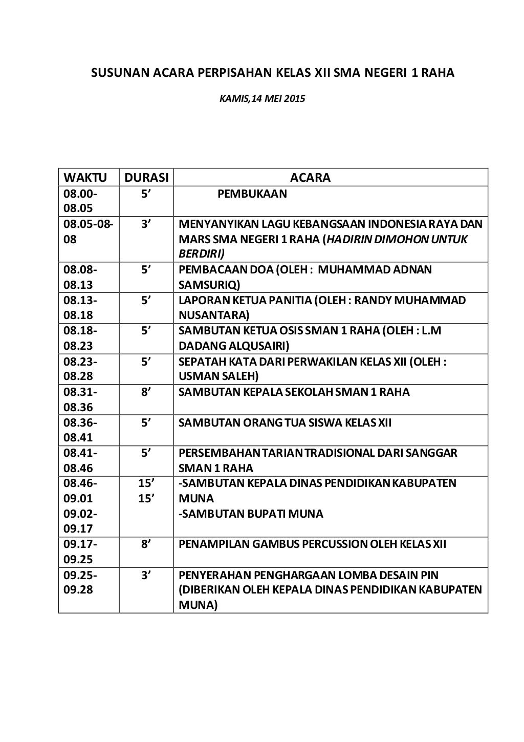 Sekolah Contoh Teks Susunan Acara Perpisahan 20 Contoh Teks Mc Formal Porn Sex Picture 