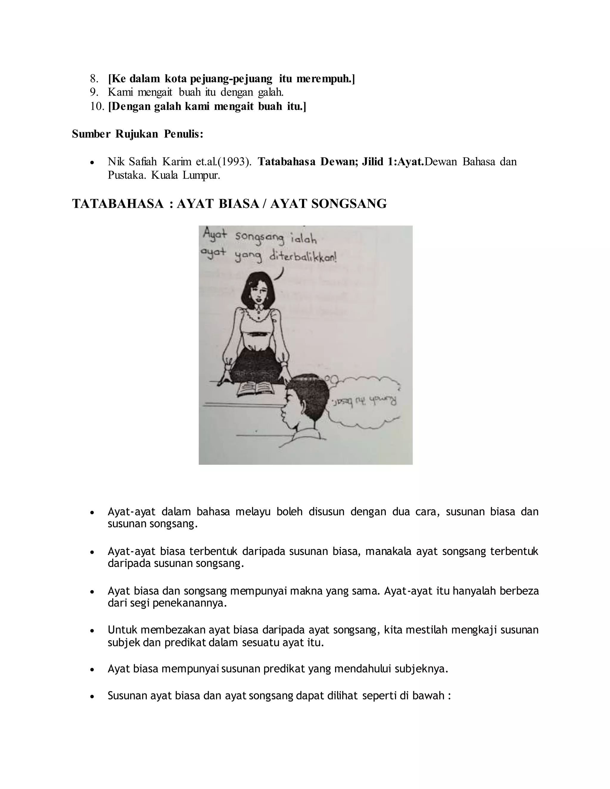 Susunan ayat biasa dan susunan ayat songsang | DOCX