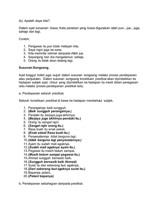 Susunan ayat biasa dan susunan ayat songsang | DOCX