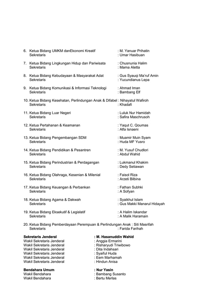 Susunan DPP PKB 2019-2024 | PDF