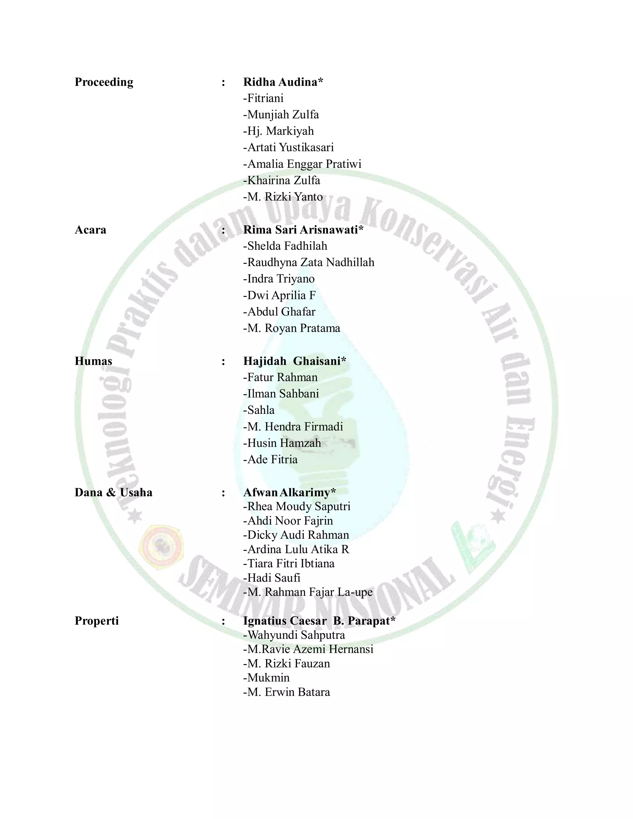 Susunan panitia semnas | PDF