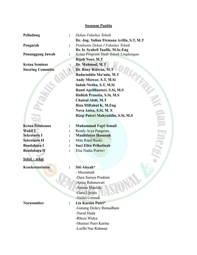Susunan panitia semnas | PDF