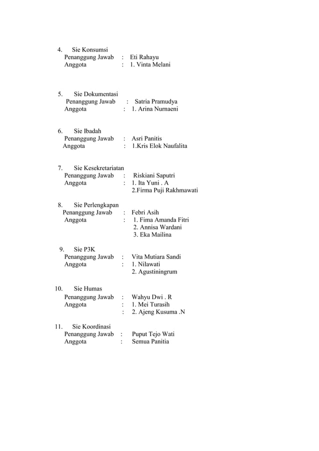 Contoh Susunan Panitia | DOCX