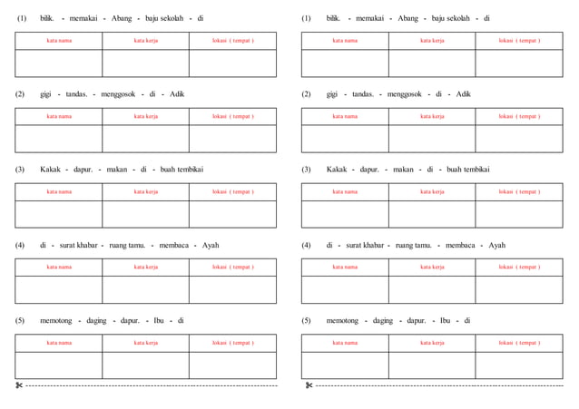 Susun perkataan (kata nama, kata kerja, lokasi) D | DOCX