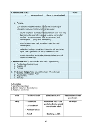 Format rpp untuk guru kreatif | DOC