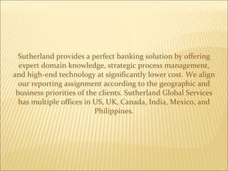 Sutherland BPO Services in Banking Sector | PPT