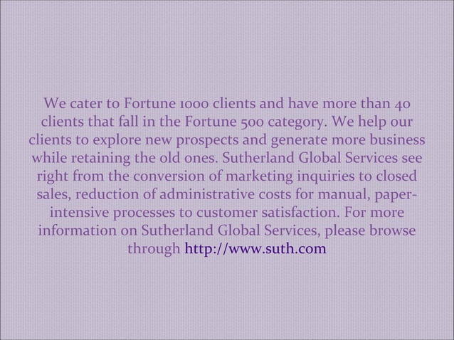 Sutherland global services in healthcare | PPT