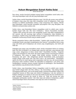 Hukum Mengadakan Sutrah Ketika Solat | PDF
