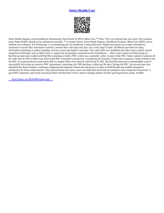 Sutter Health Case | PDF