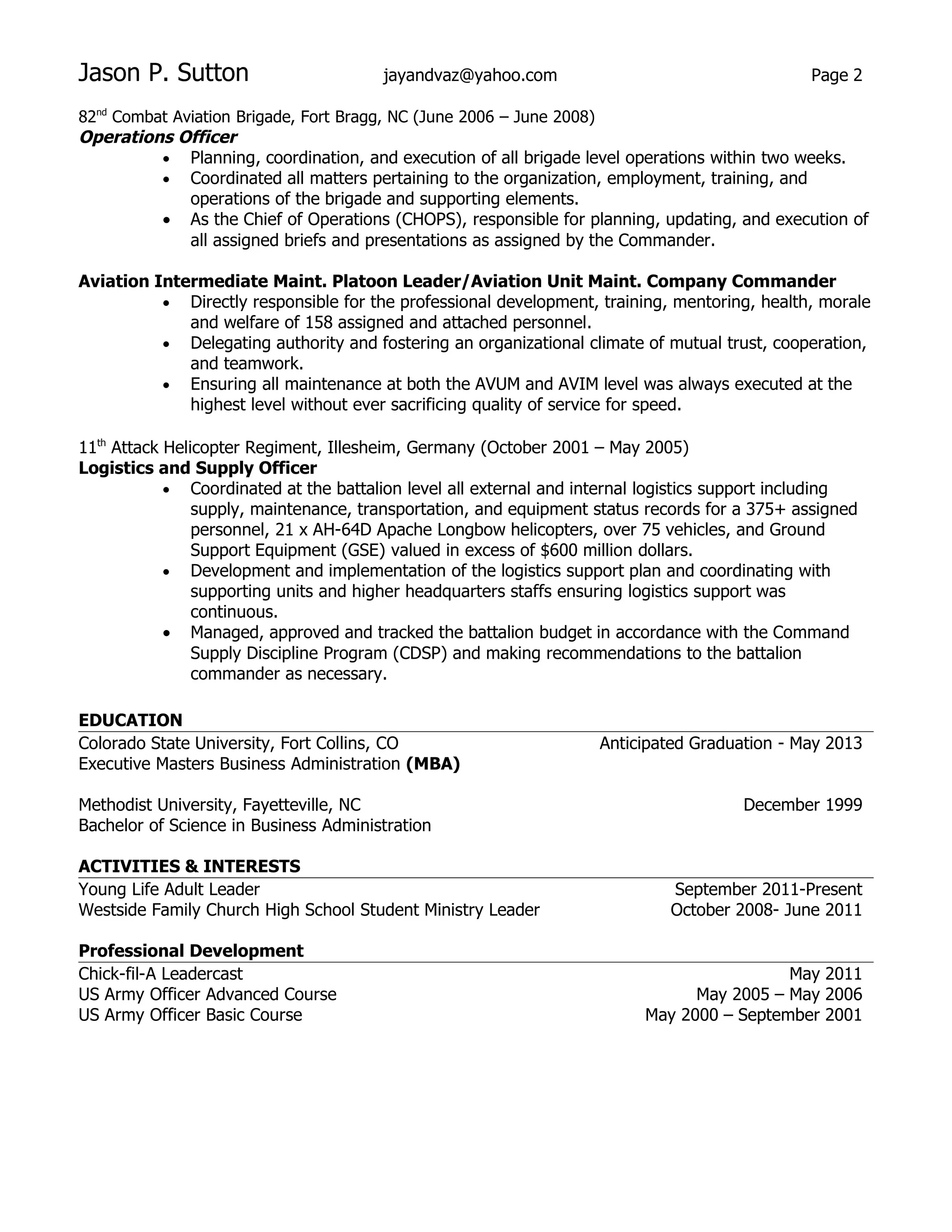Sutton J Resume | DOC