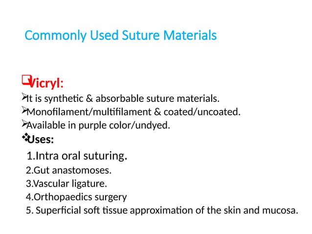 SUTURE AND SUTURING TECHNIQUES IN SURGERY | PPTX | First Aid | Injuries