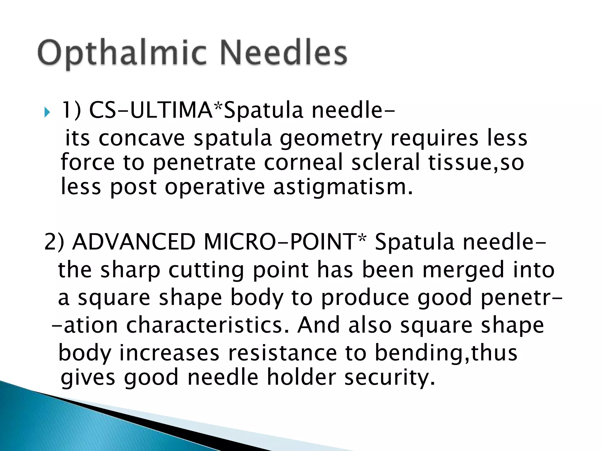 Suture materials and needles in cataract 1. | PPT
