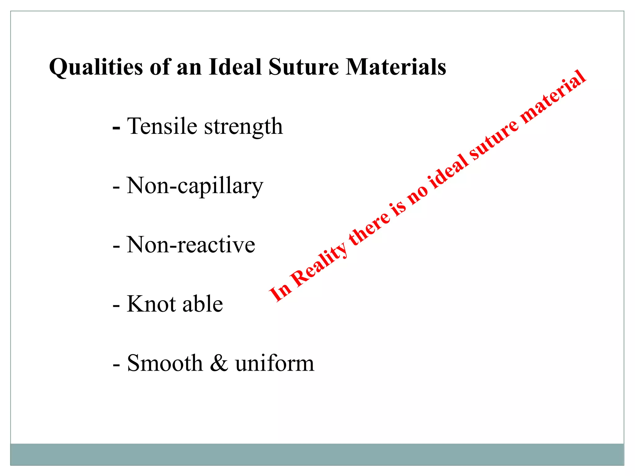 Suture materials, classification &usage | PPTX