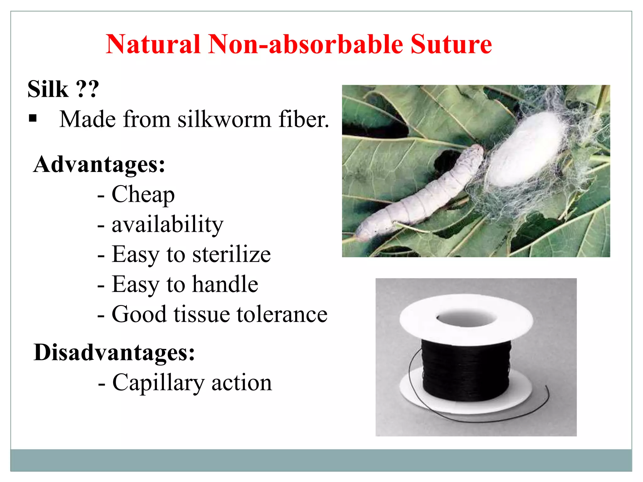 Suture materials, classification &usage | PPTX